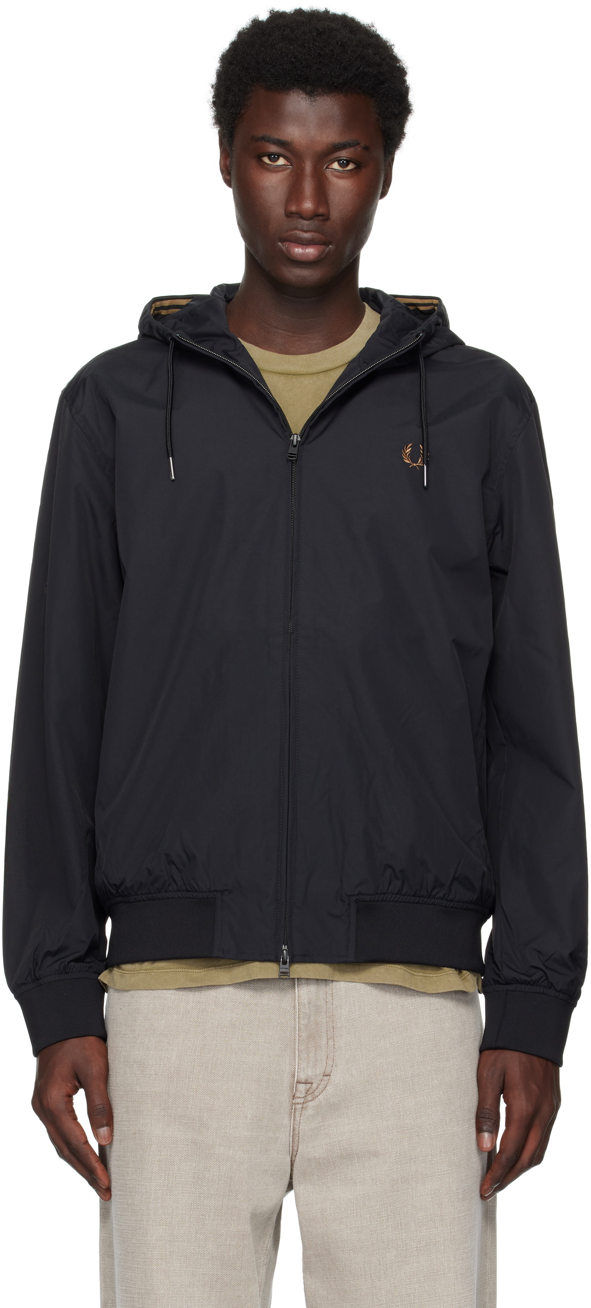 Fred Perry Black 'The Hooded Brentham' Jacket Fred Perry