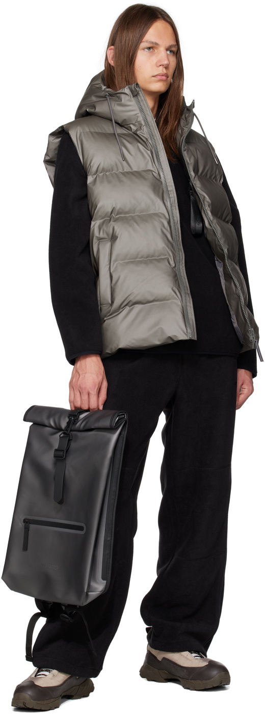 RAINS Gray Rolltop Backpack Rains