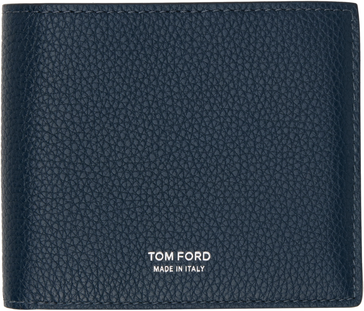 TOM FORD Navy Grain Leather Classic Bifold Wallet TOM FORD