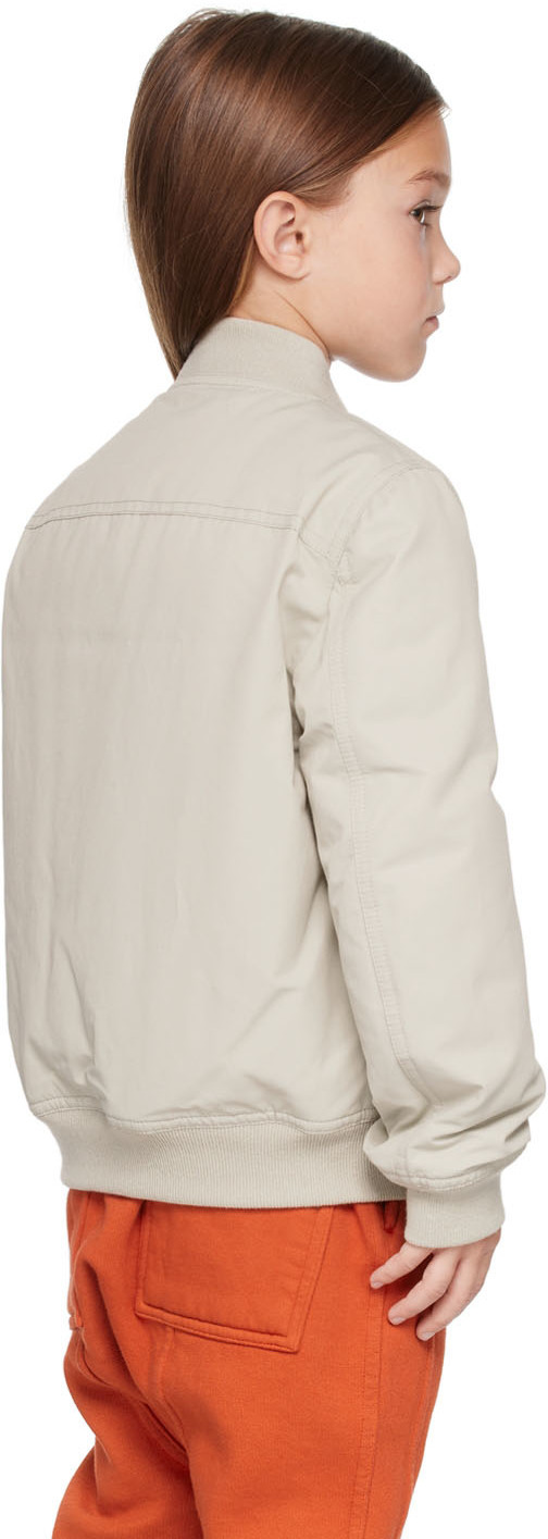 Rick Owens Kids Beige Flight Bomber Down Jacket Rick Owens