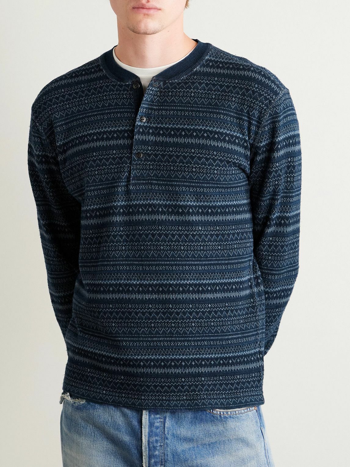 RRL - Jack Fair Isle Cotton Sweater - Blue RRL