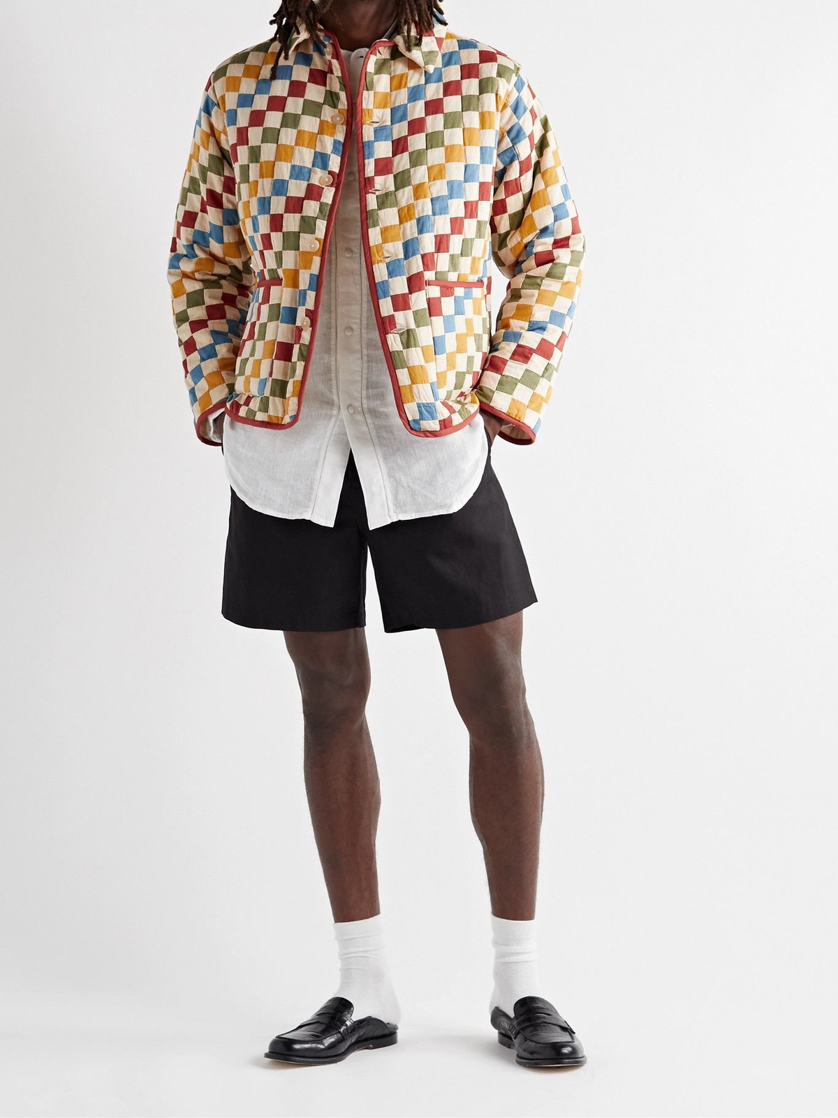 BODE - Stamp Checked Patchwork Cotton Chore Jacket - Multi Bode