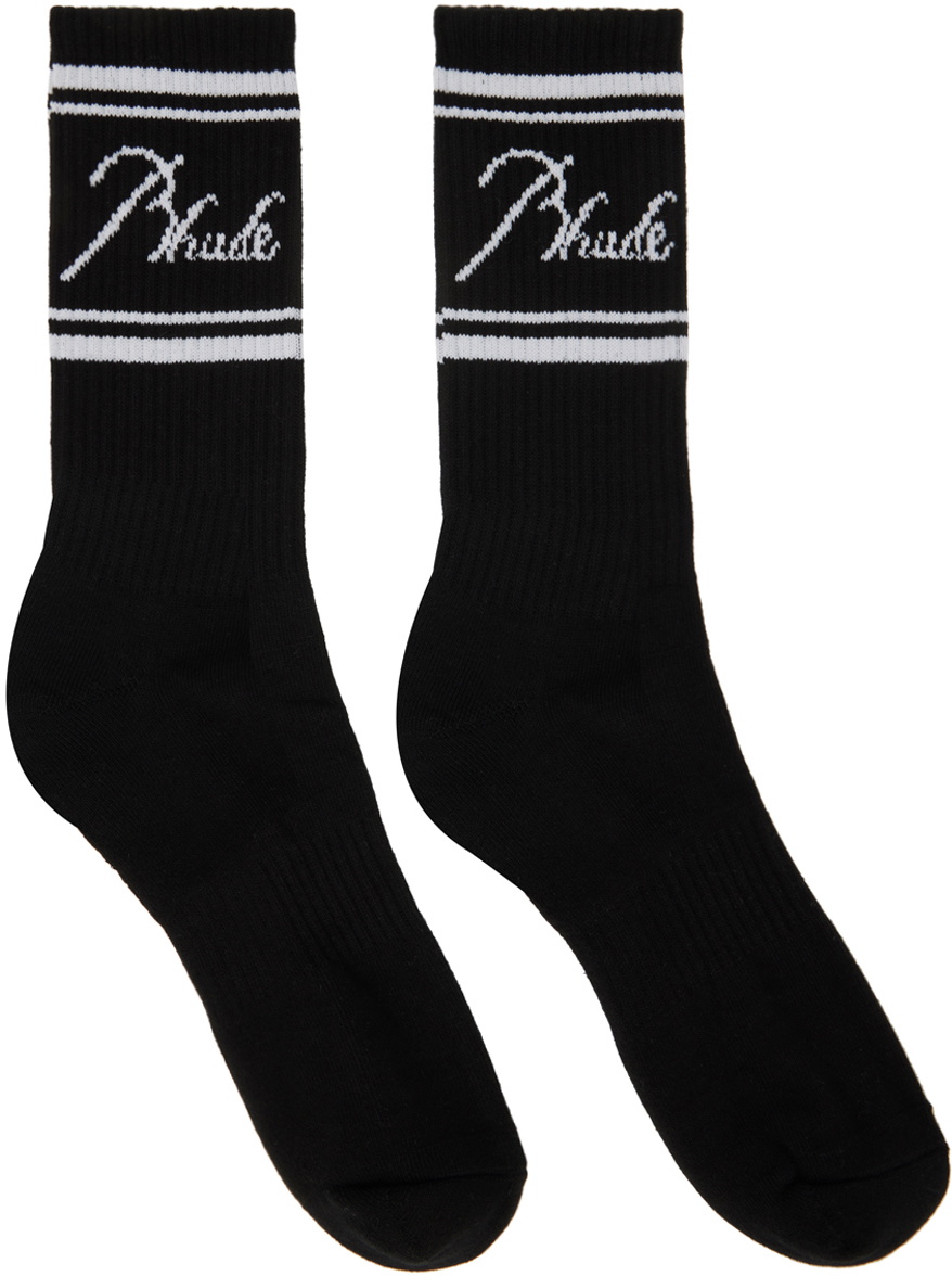 Rhude Black Script Logo Socks Rhude