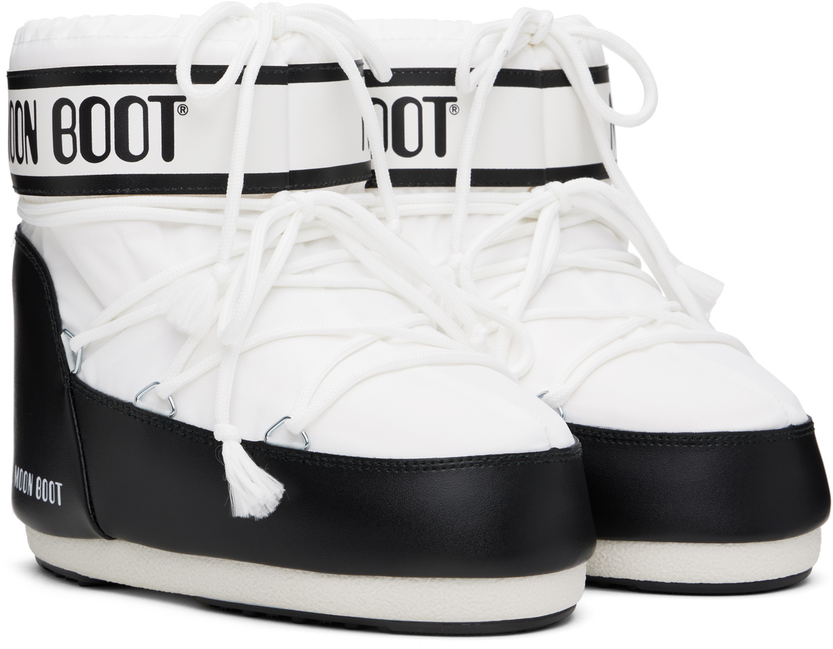 Moon Boot White & Black 'MB' Icon Low Nylon Boots Moon Boot