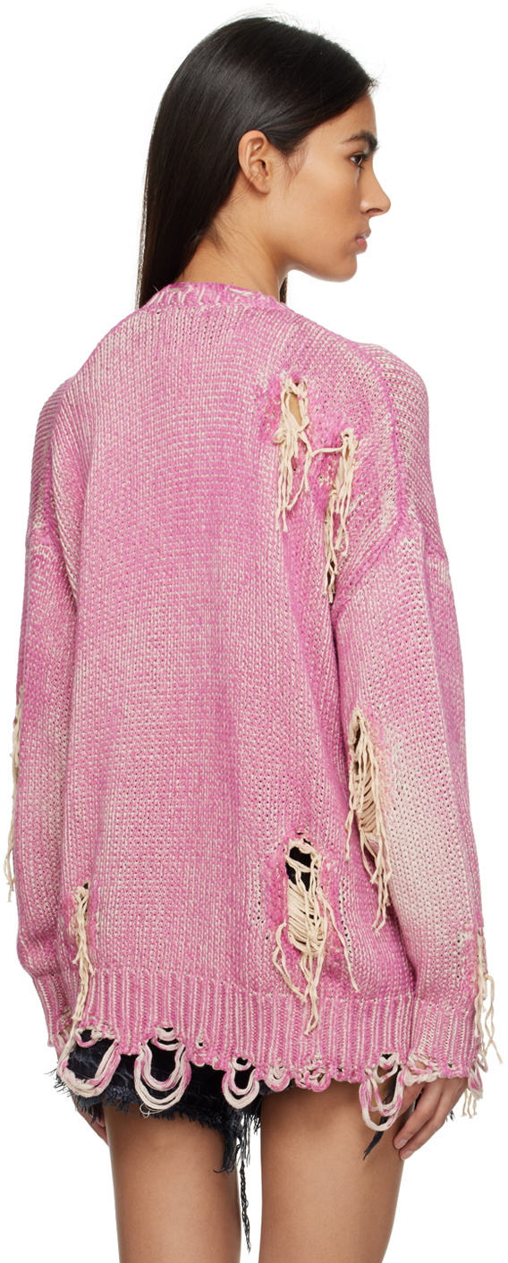 R13 Pink Jumbo Distressed Cardigan R13