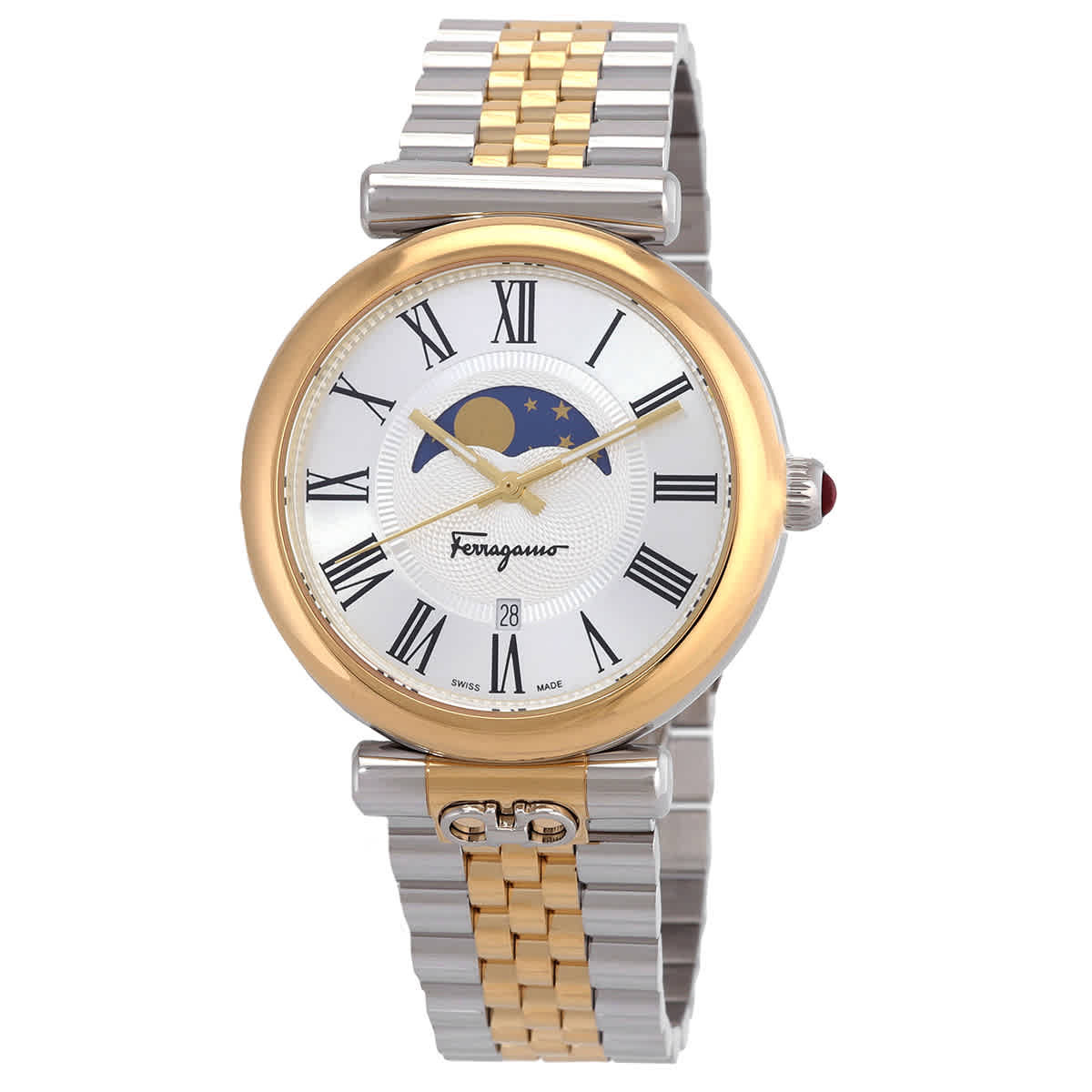 Ferragamo Ora Moon Phase Quartz Silver Dial Ladies Watch SFUW00422 ...