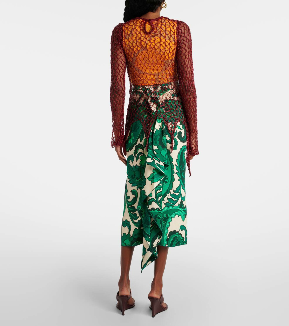 Etro Open-knit sweater and printed crop top set Etro