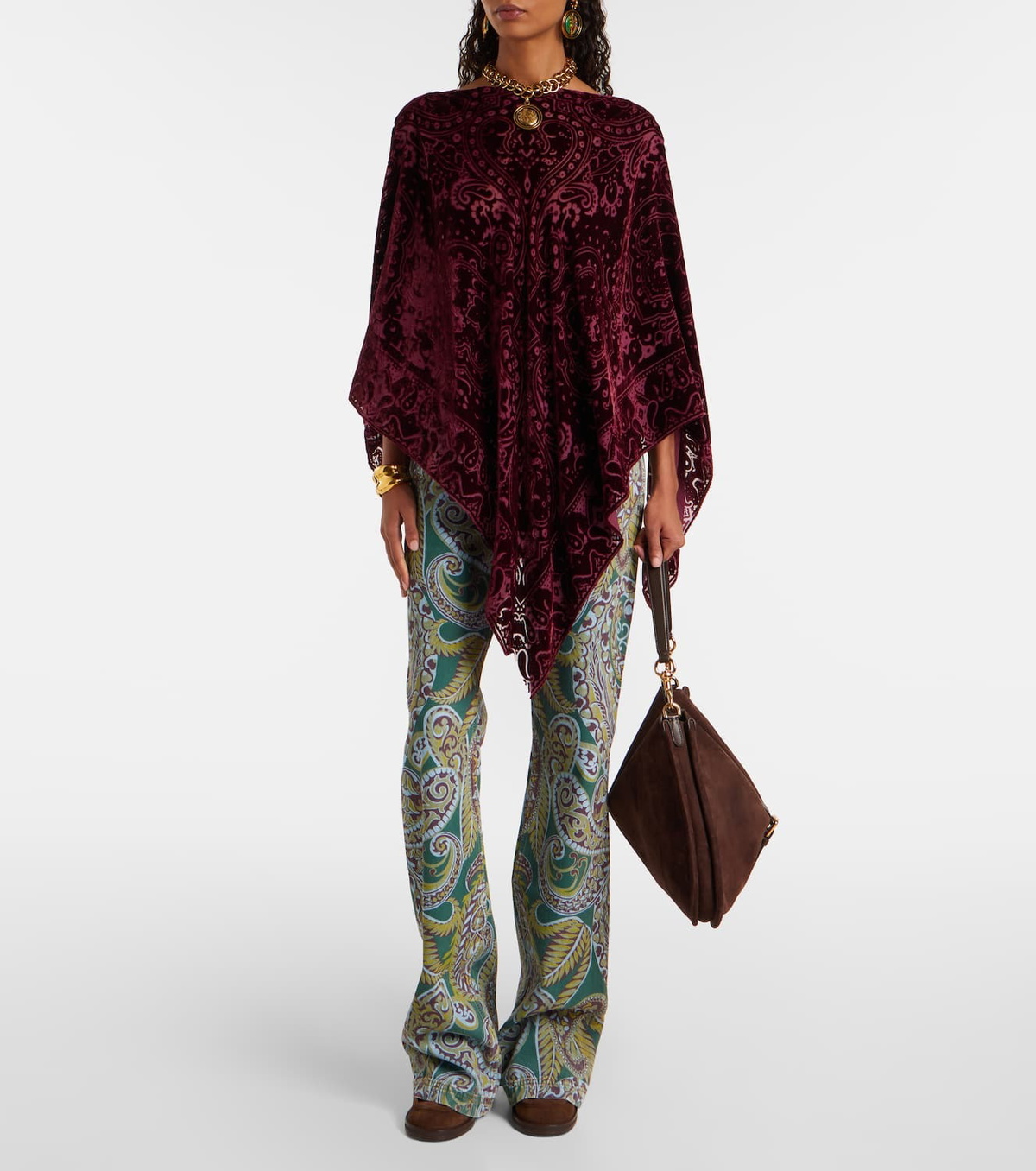 Etro Paisley silk-blend velvet poncho Etro