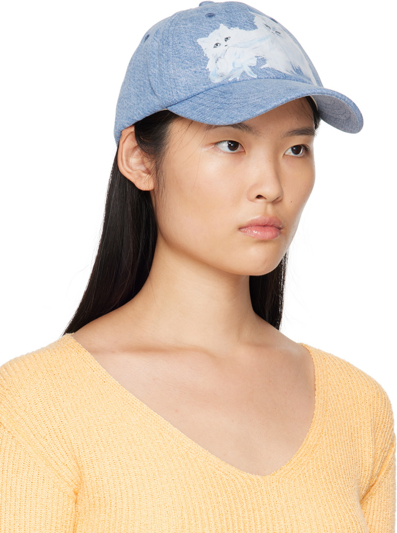 Acne Studios Blue Printed Cap Acne Studios