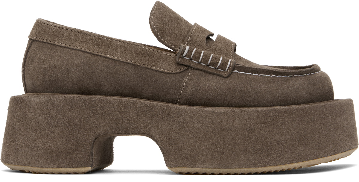 JW Anderson Taupe Suede Platform Slip-on Loafers JW Anderson