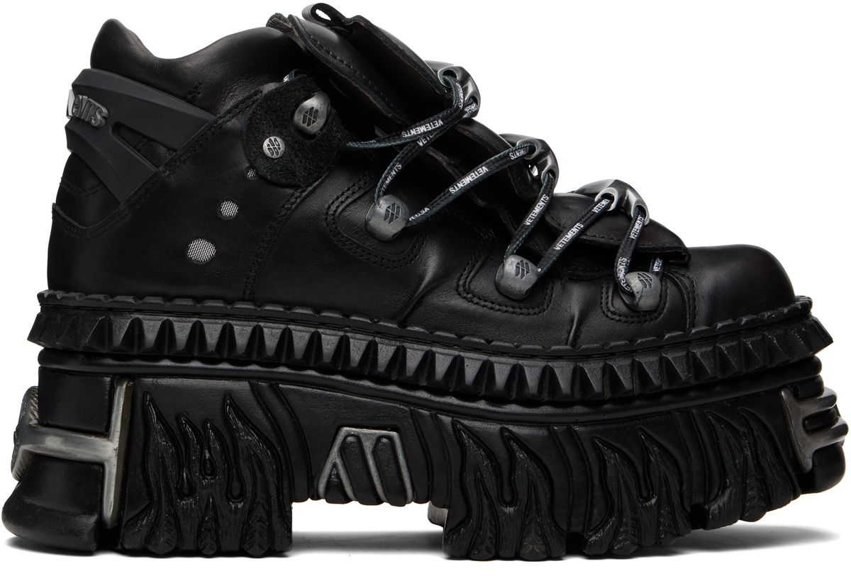 VETEMENTS Black New Rock Edition Fire Platform Sneakers Vetements