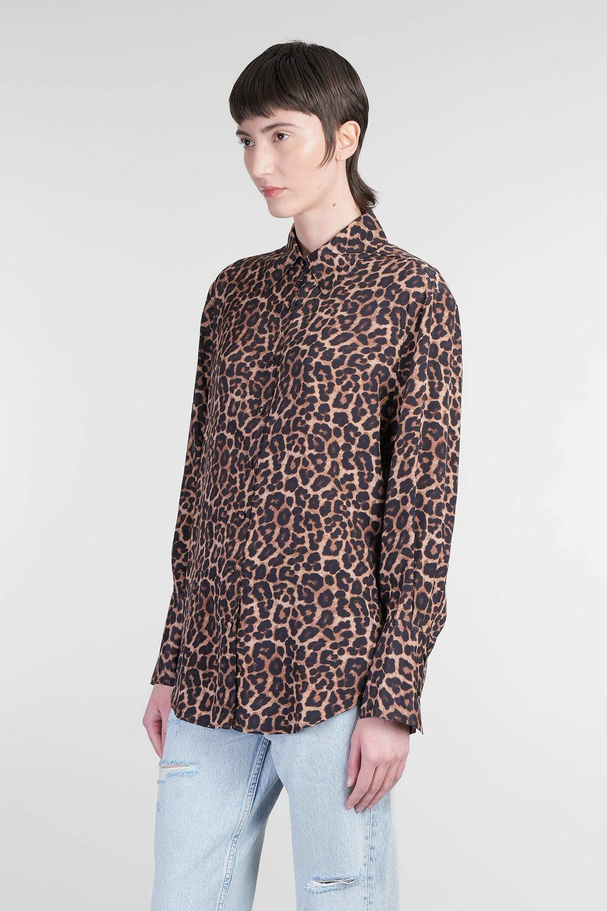 Anine Bing Bridget Shirt In Animalier Viscose ANINE BING