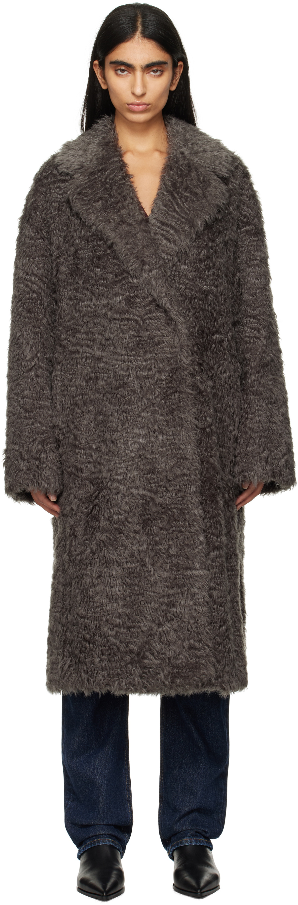 Stand Studio Gray Nicole Faux-Fur Coat Stand Studio