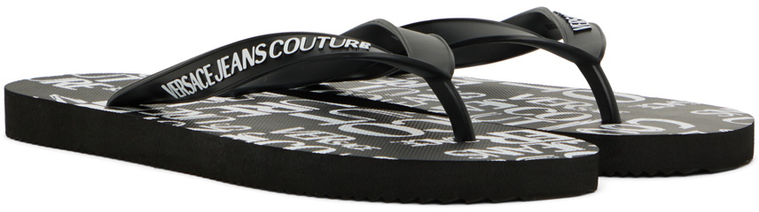 Versace Jeans Couture Black Logo Flip Flops Versace