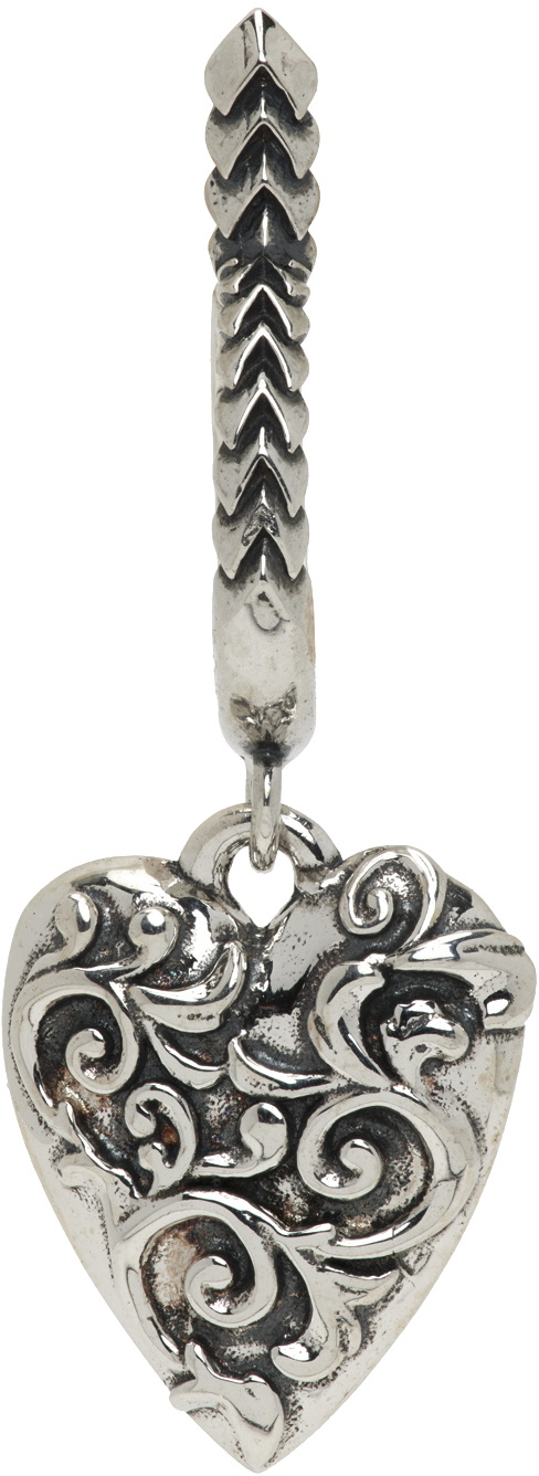 Emanuele Bicocchi Silver Arabesque Heart Single Earring Emanuele Bicocchi