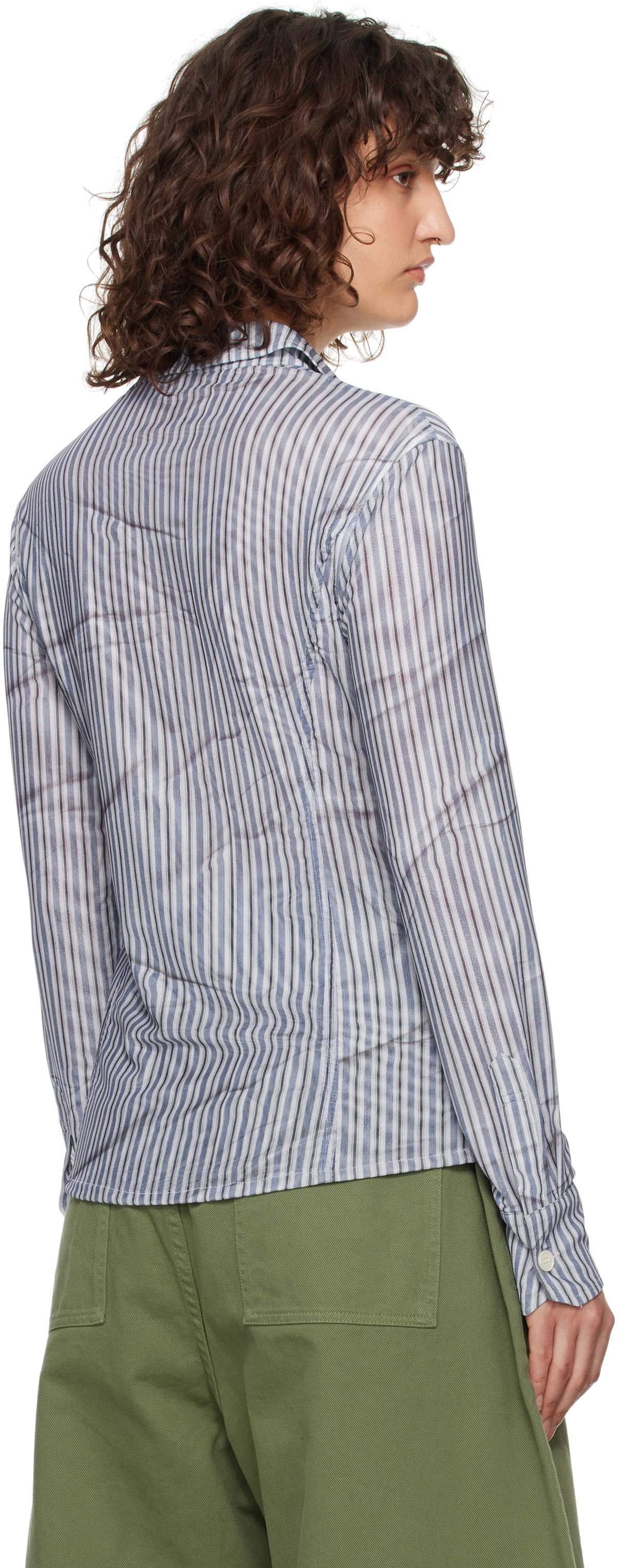 OPEN YY Blue Double Mesh Print Shirt OPEN YY