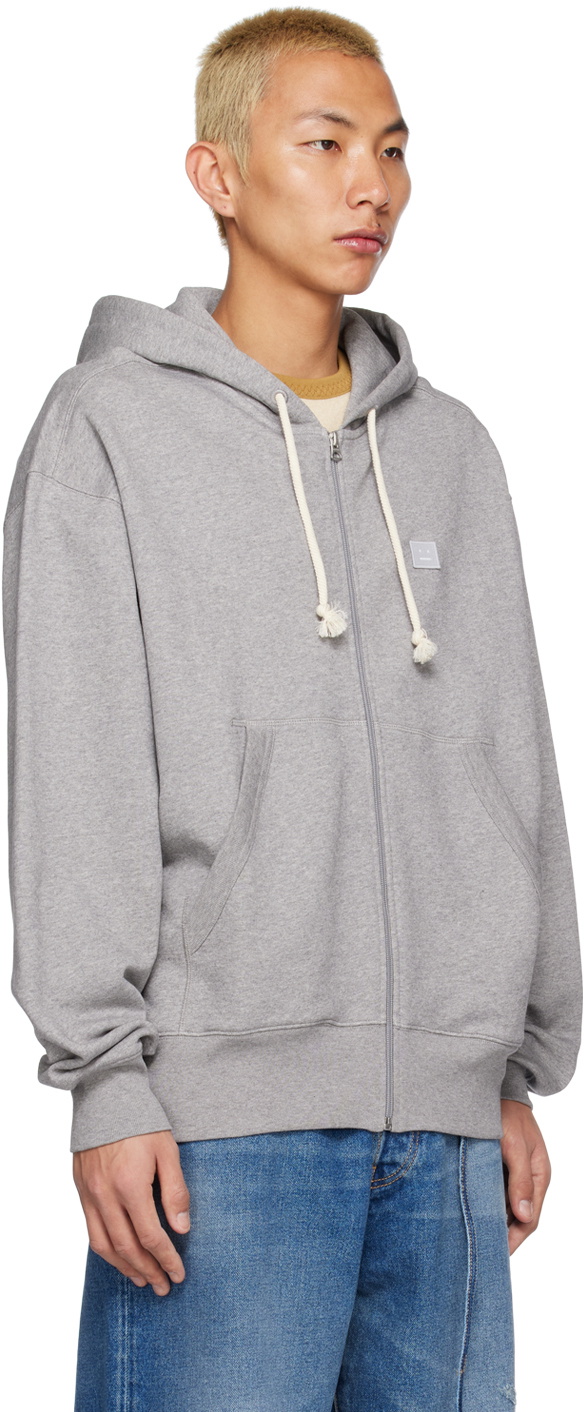 Acne Studios Gray Patch Zip-Up Hoodie Acne Studios