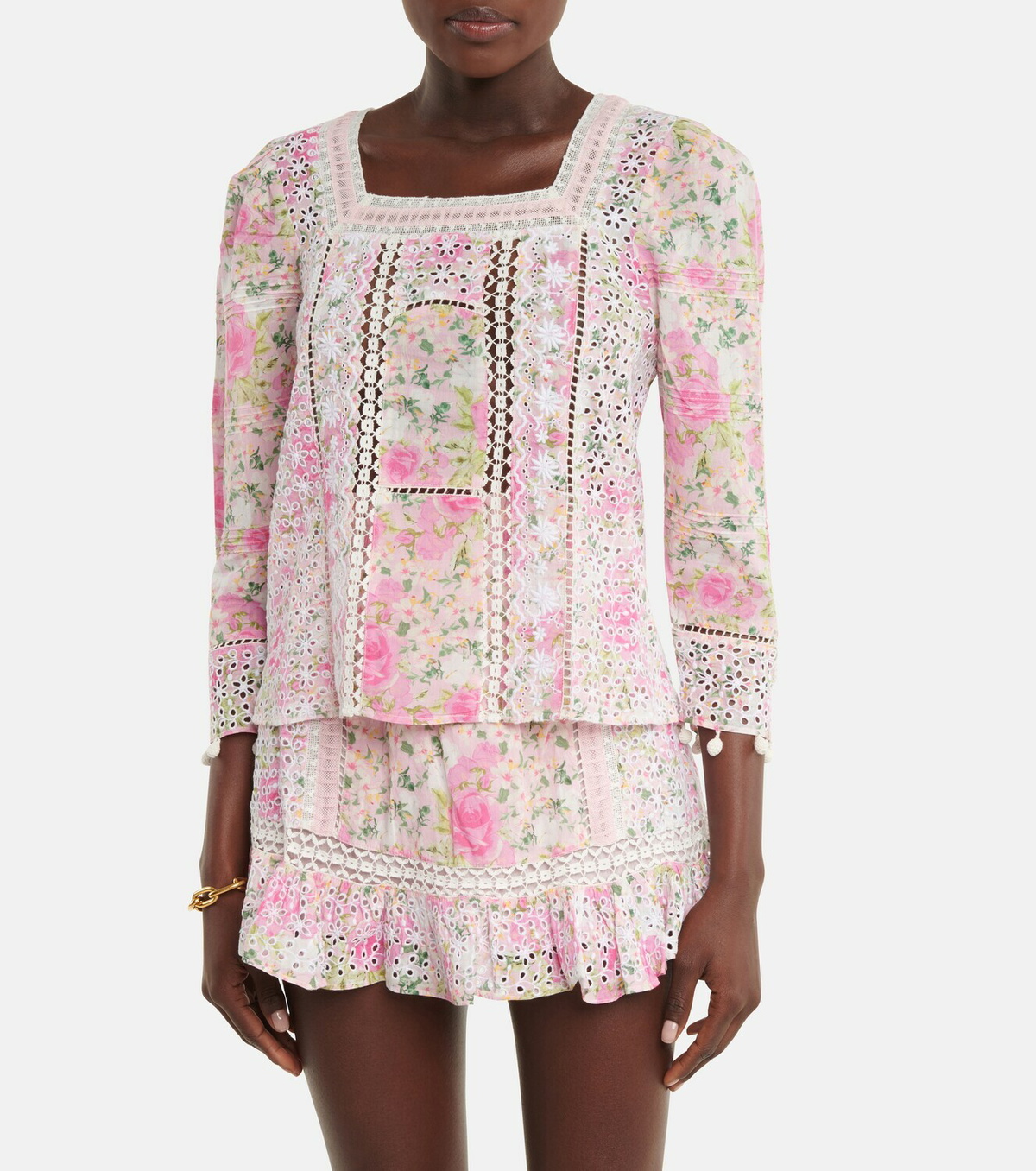 LoveShackFancy Seery floral pintucked cotton top LoveShackFancy