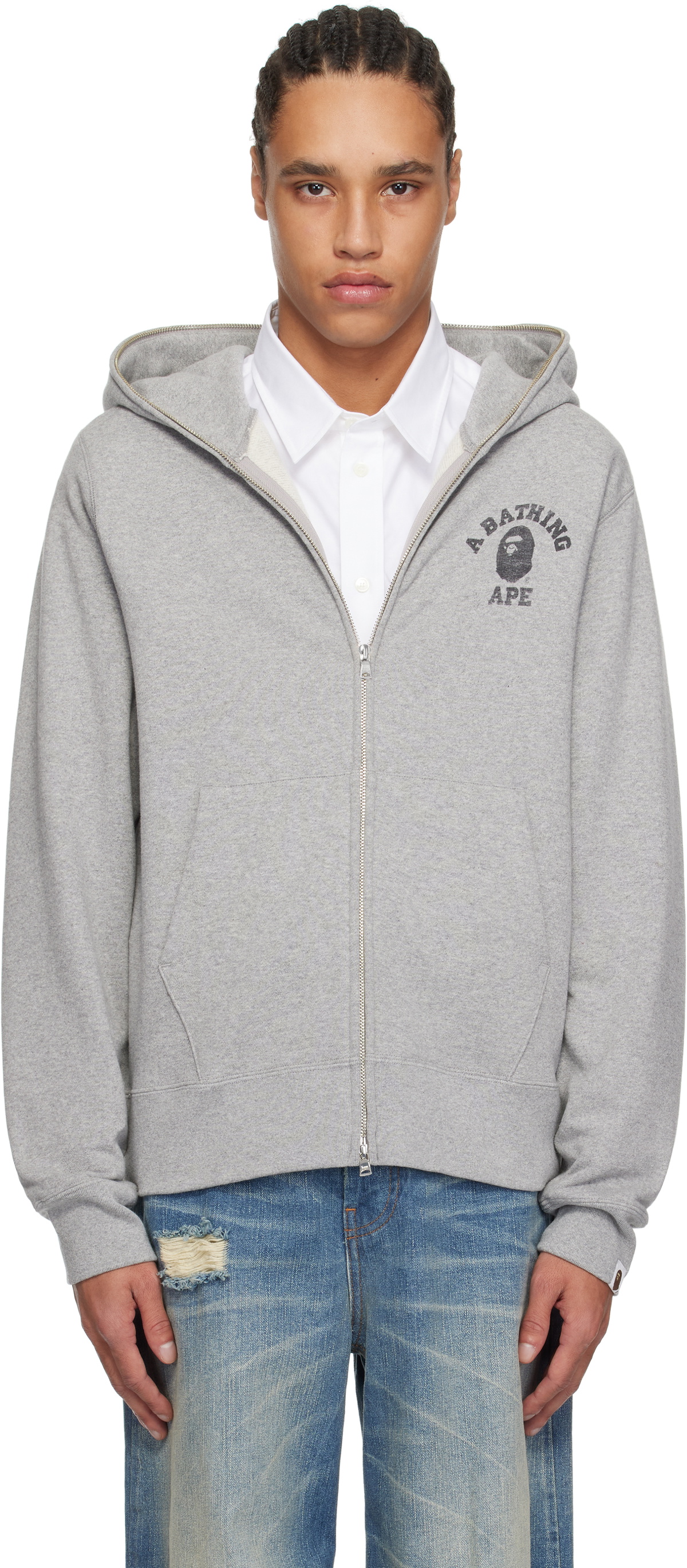 BAPE Gray Over Print Full Zip Hoodie A Bathing Ape