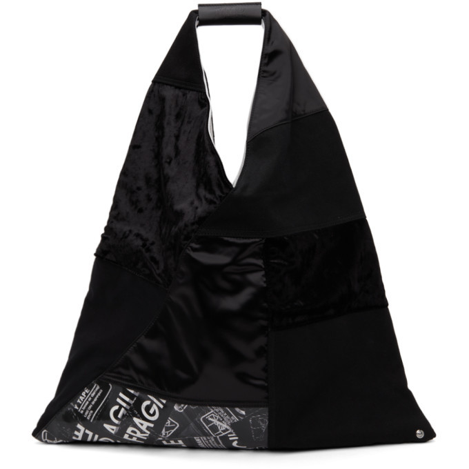 MM6 Maison Margiela Black Patchwork Triangle Tote MM6 Maison Margiela