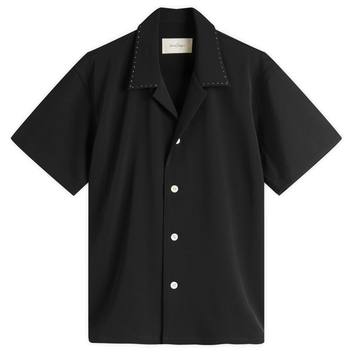 Second/Layer Men's Open Collar Shirt in Black Second/Layer