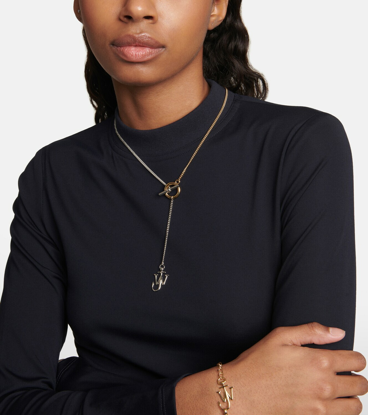 JW Anderson - Logo gold–plated pendant necklace JW Anderson