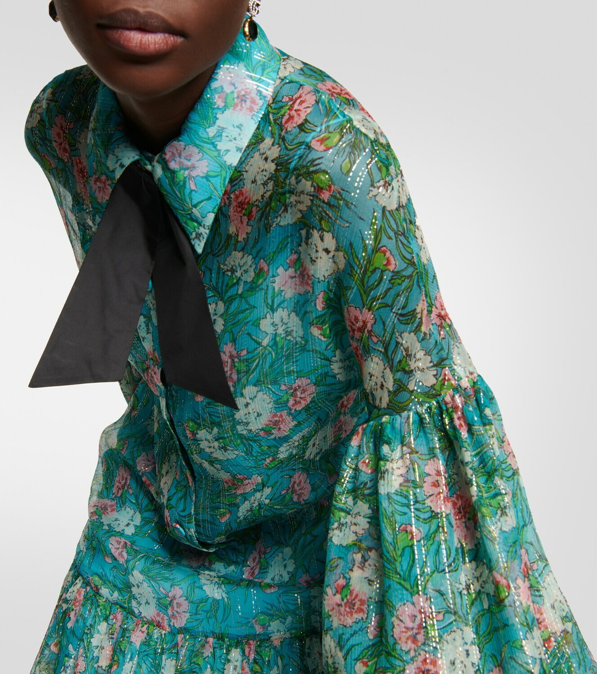 Gucci Floral pleated silk creponne gown Gucci