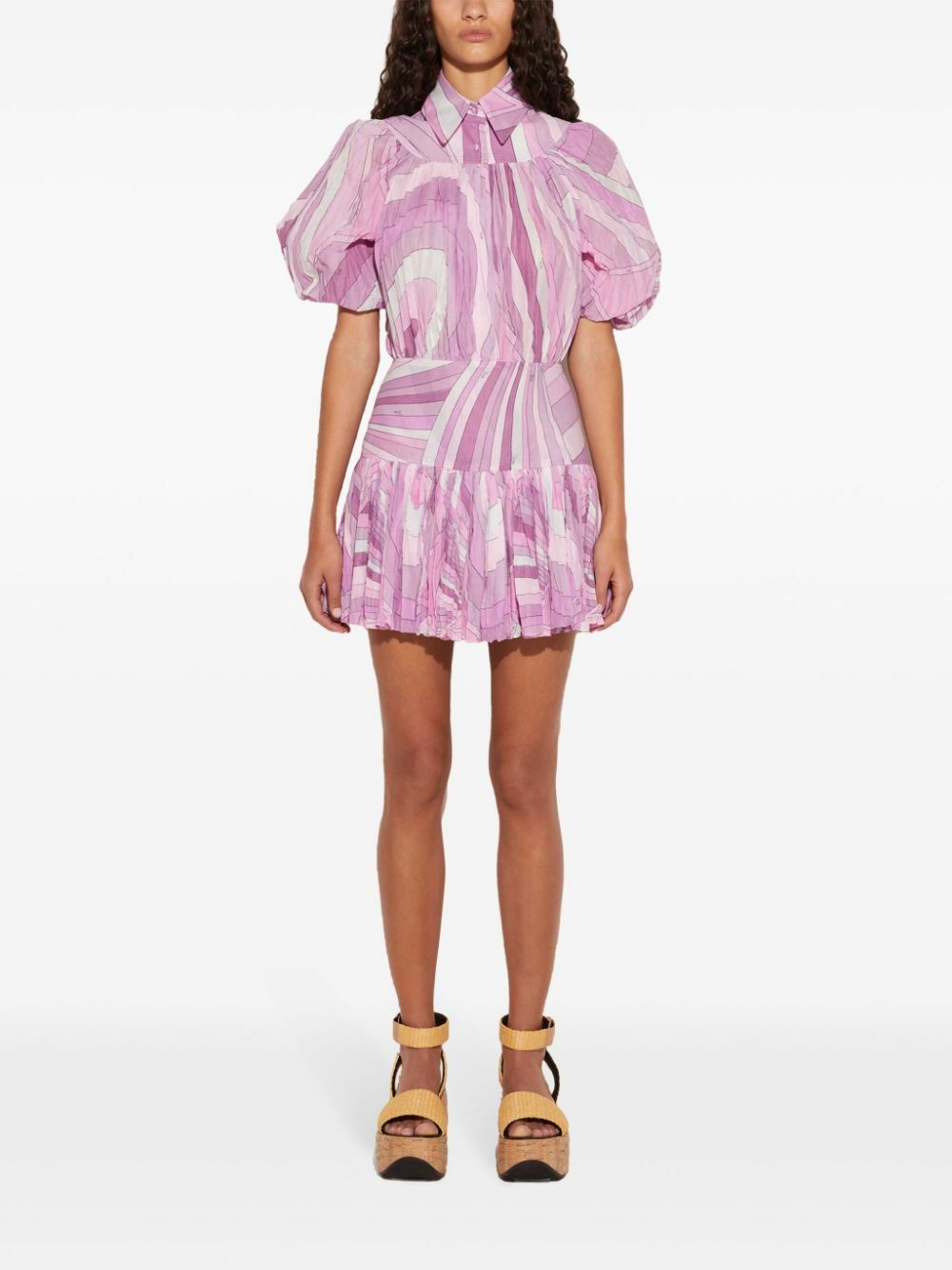 PUCCI Pink Iride-Print Cotton Mini Dress Emilio Pucci
