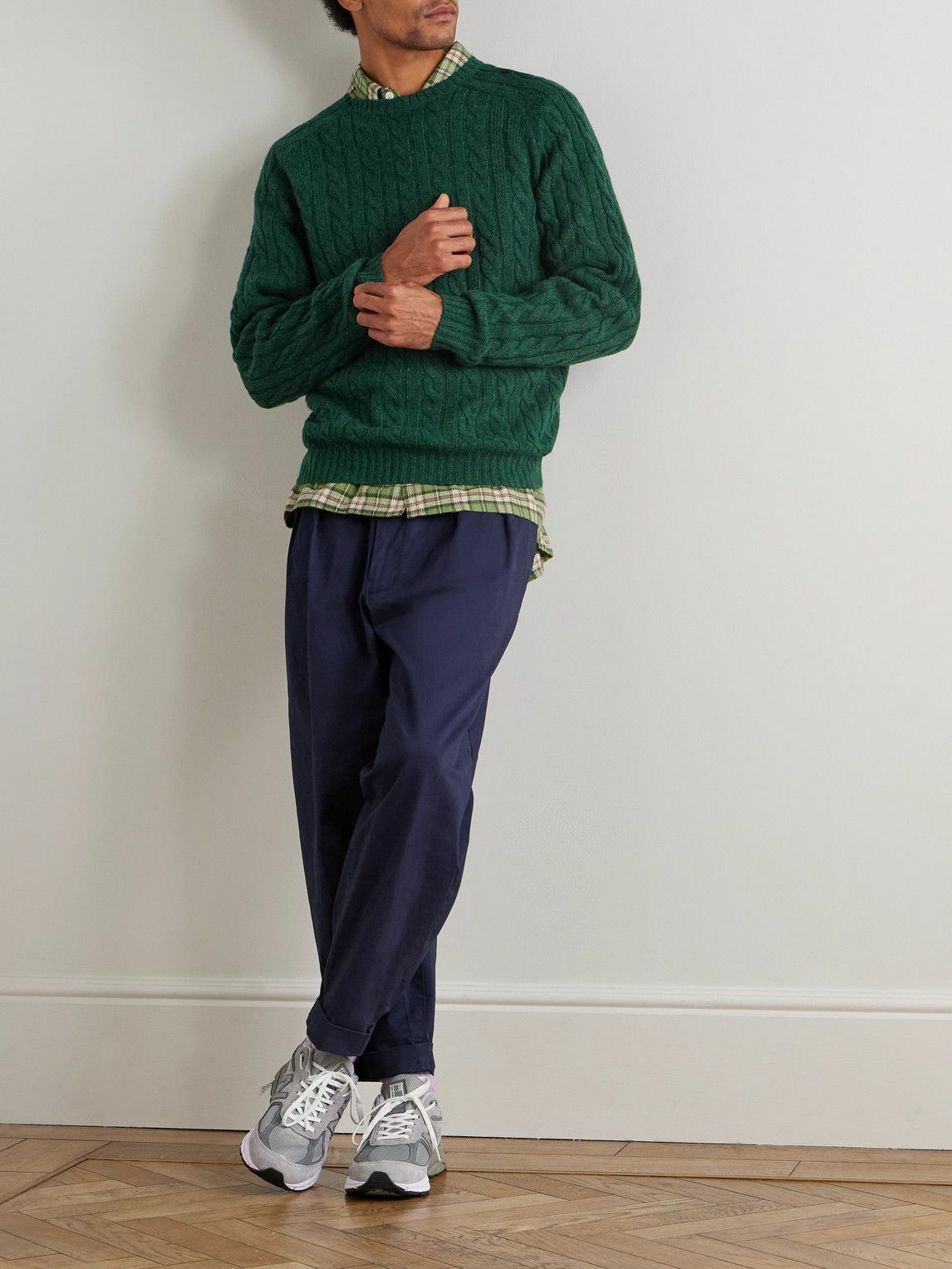 Beams Plus - Cable-Knit Wool Sweater - Green Beams Plus