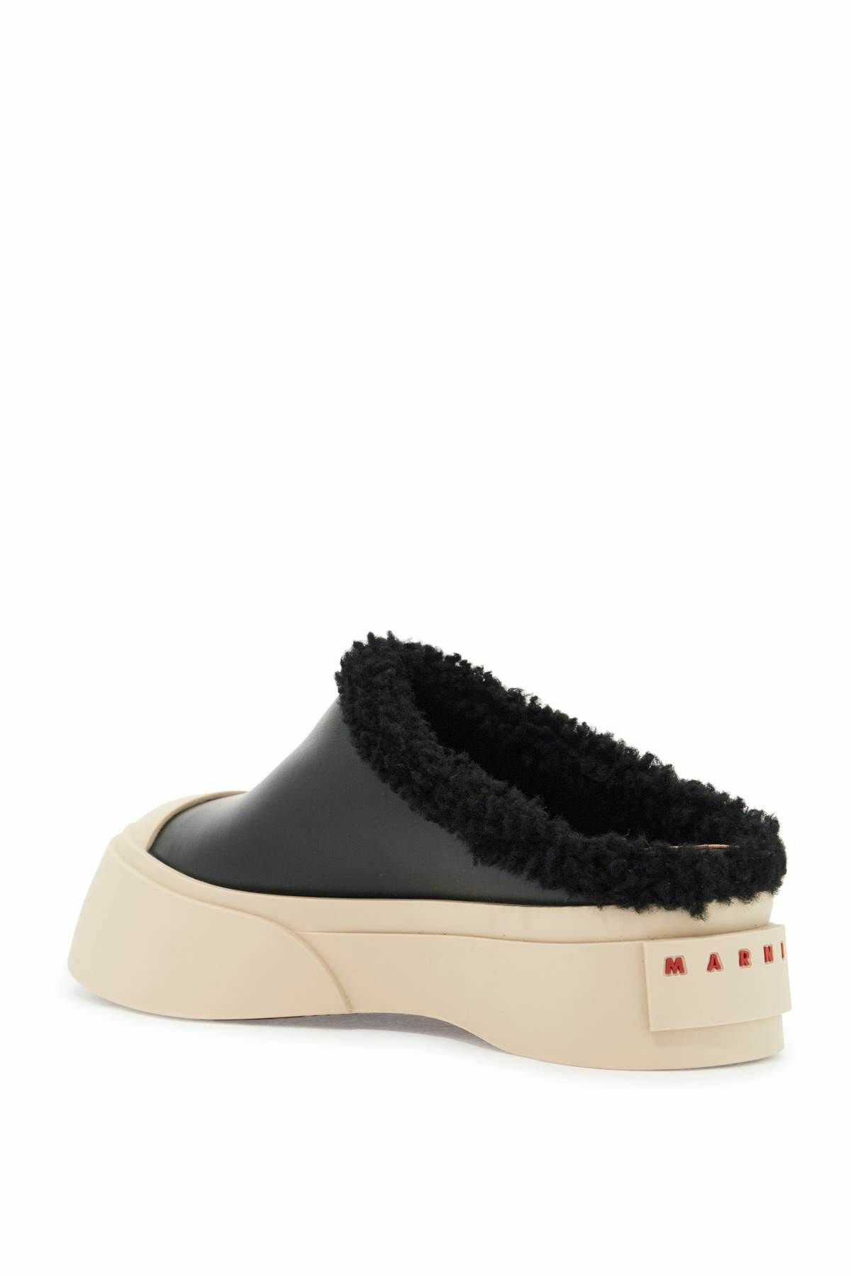 MARNI pablo leather and shearling clog Black Marni