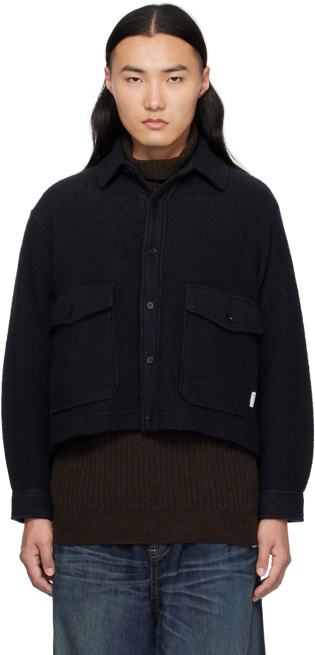 nanamica Navy Knit Jacket Nanamica