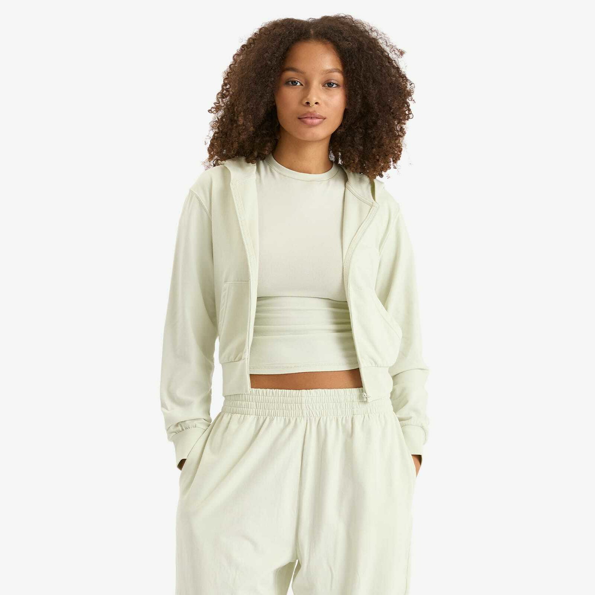 SKIMS Women's Cotton Jersey Zip Up Slim Hoodie in Spearmint SKIMS