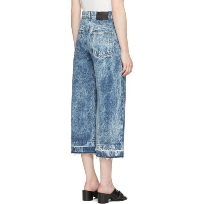 MSGM Blue Marbled Denim Wide-Leg Jeans MSGM