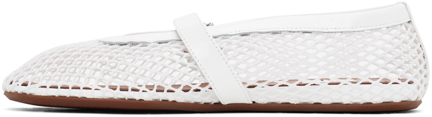 ALAÏA White Fishnet Ballerina Flats ALAÏA