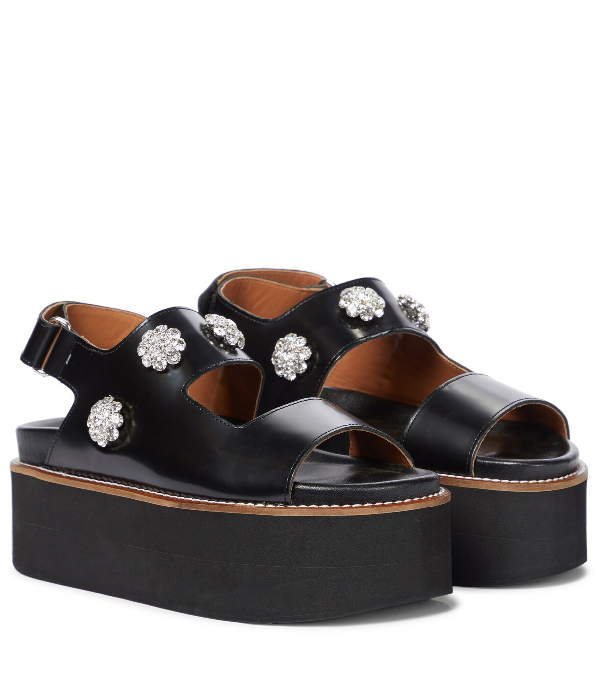 Ganni - Embellished leather platform sandals GANNI