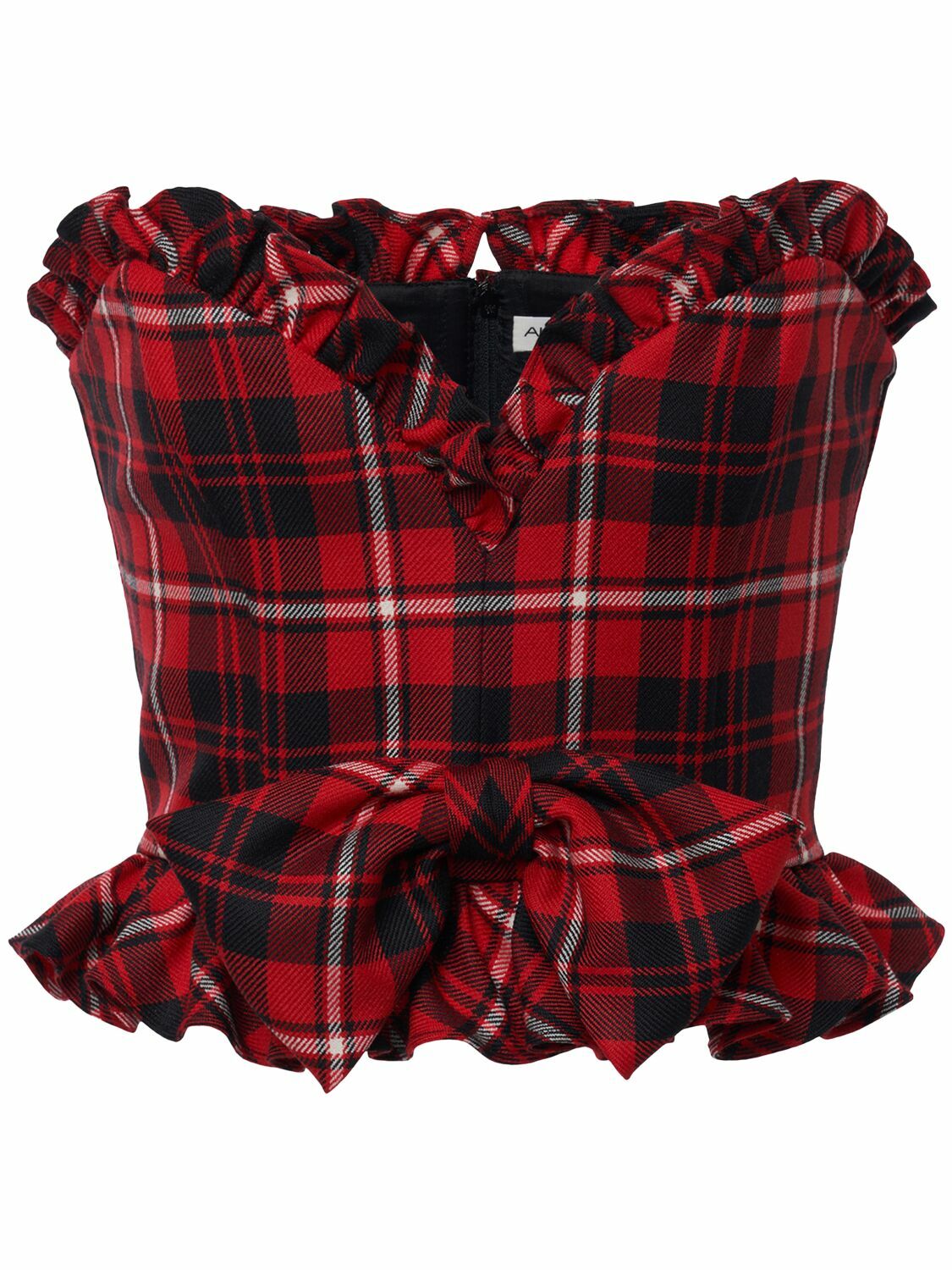 ALESSANDRA RICH Wool Tartan Bustier with bow Alessandra Rich