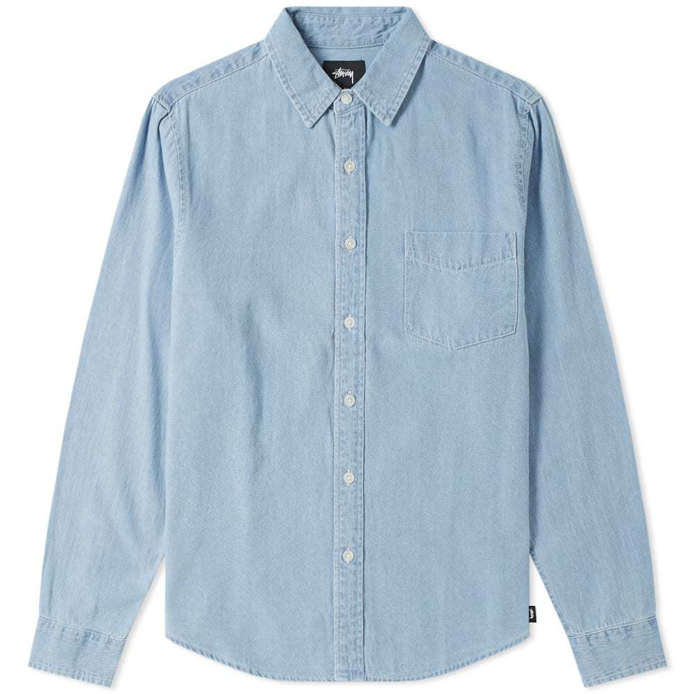 Stussy Berkeley Denim Shirt Light Blue Mother of Pearl