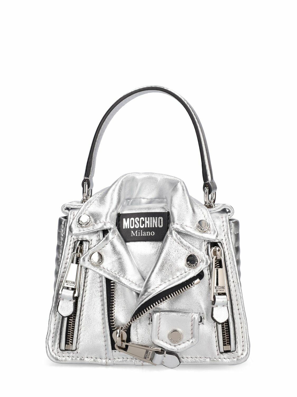 MOSCHINO - Biker Laminated Napa Leather Bag Moschino