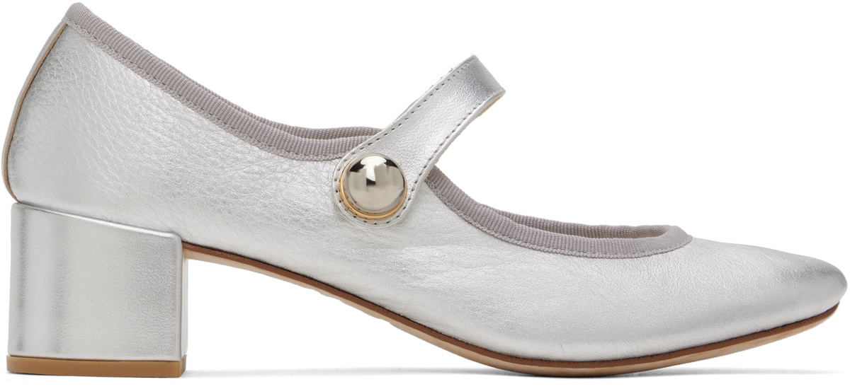 Repetto Silver Fabienne Mary Jane Heels Repetto