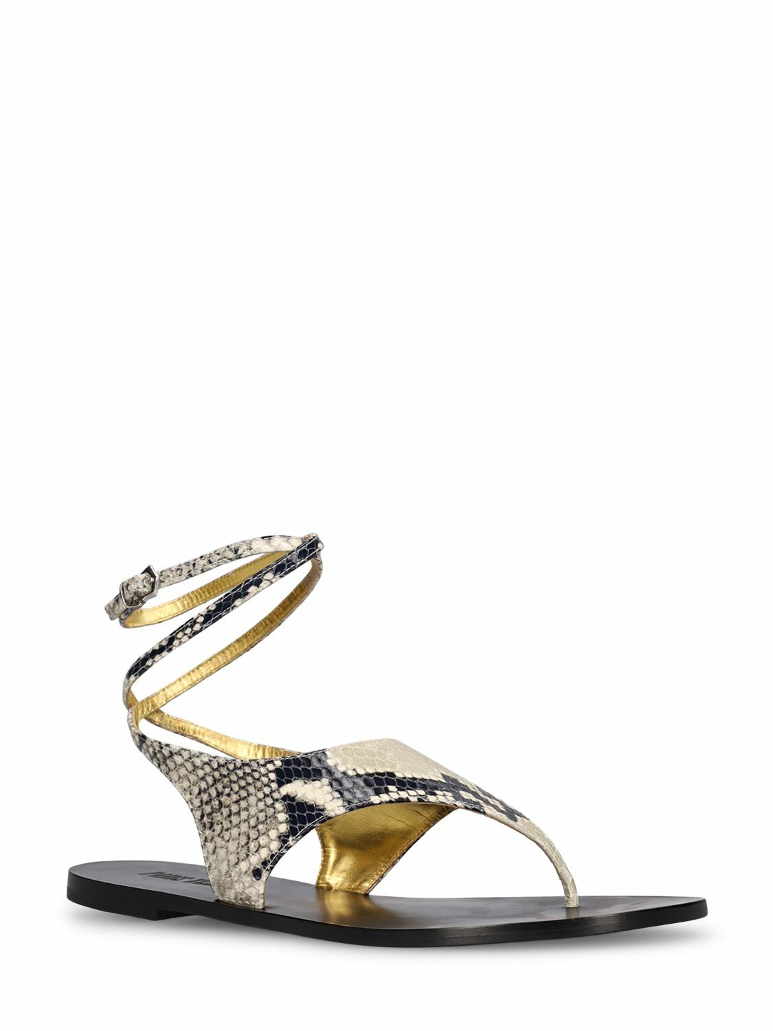 PARIS TEXAS 5mm Amalfi Python Print Flat Sandals Paris Texas