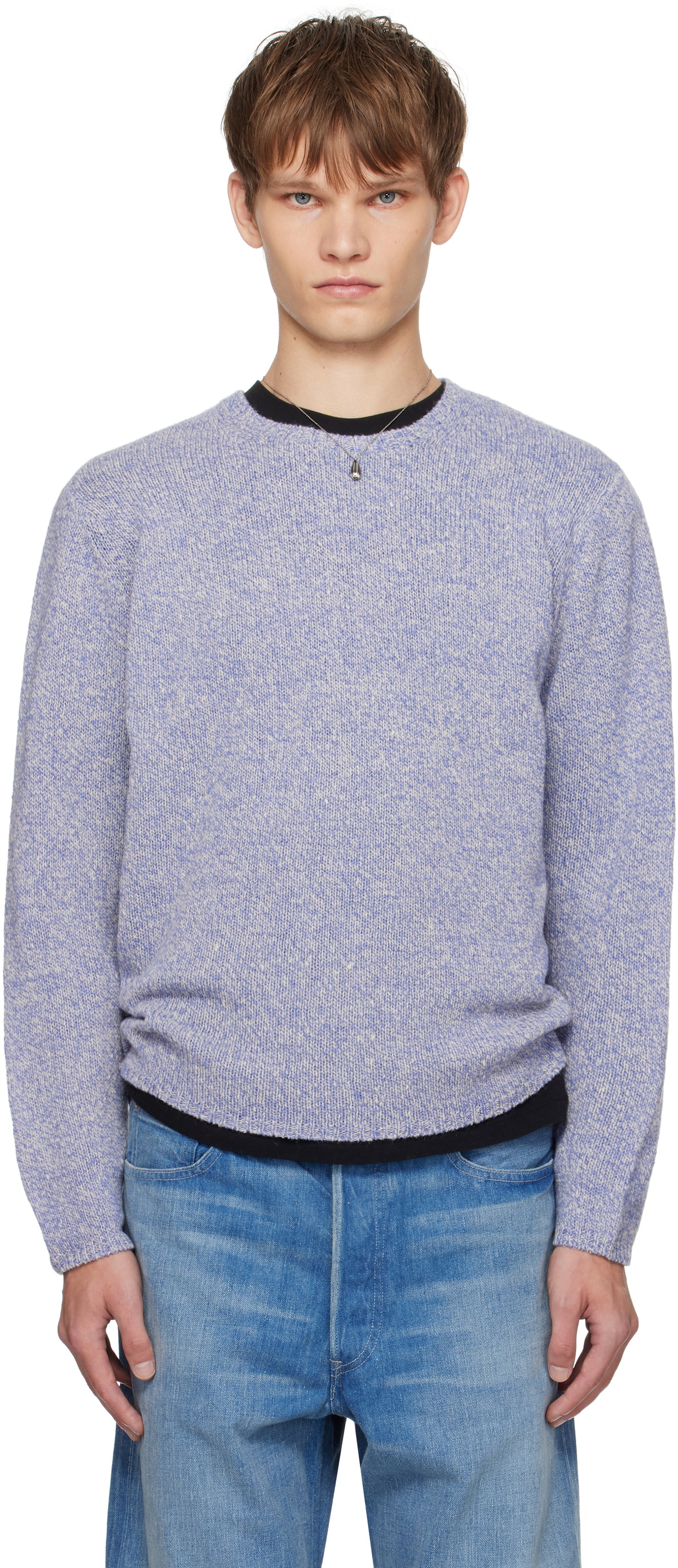AURALEE Purple Airy Silk Wool Knit Sweater Auralee