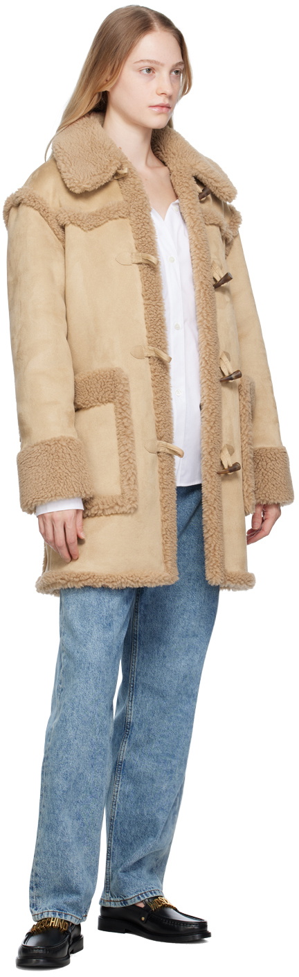 M05CH1N0 JEANS Beige Toggle Faux-Leather Coat