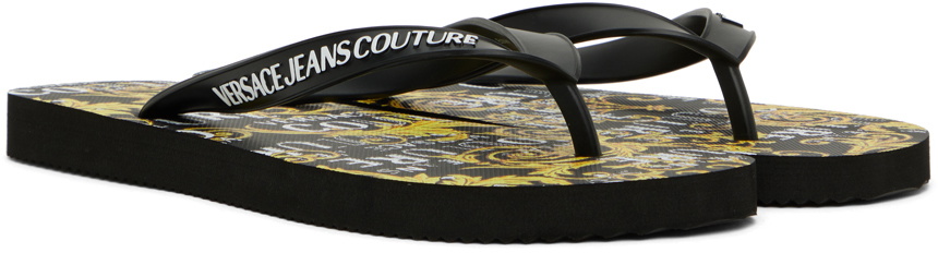Versace Jeans Couture Black Printed Flip Flops Versace