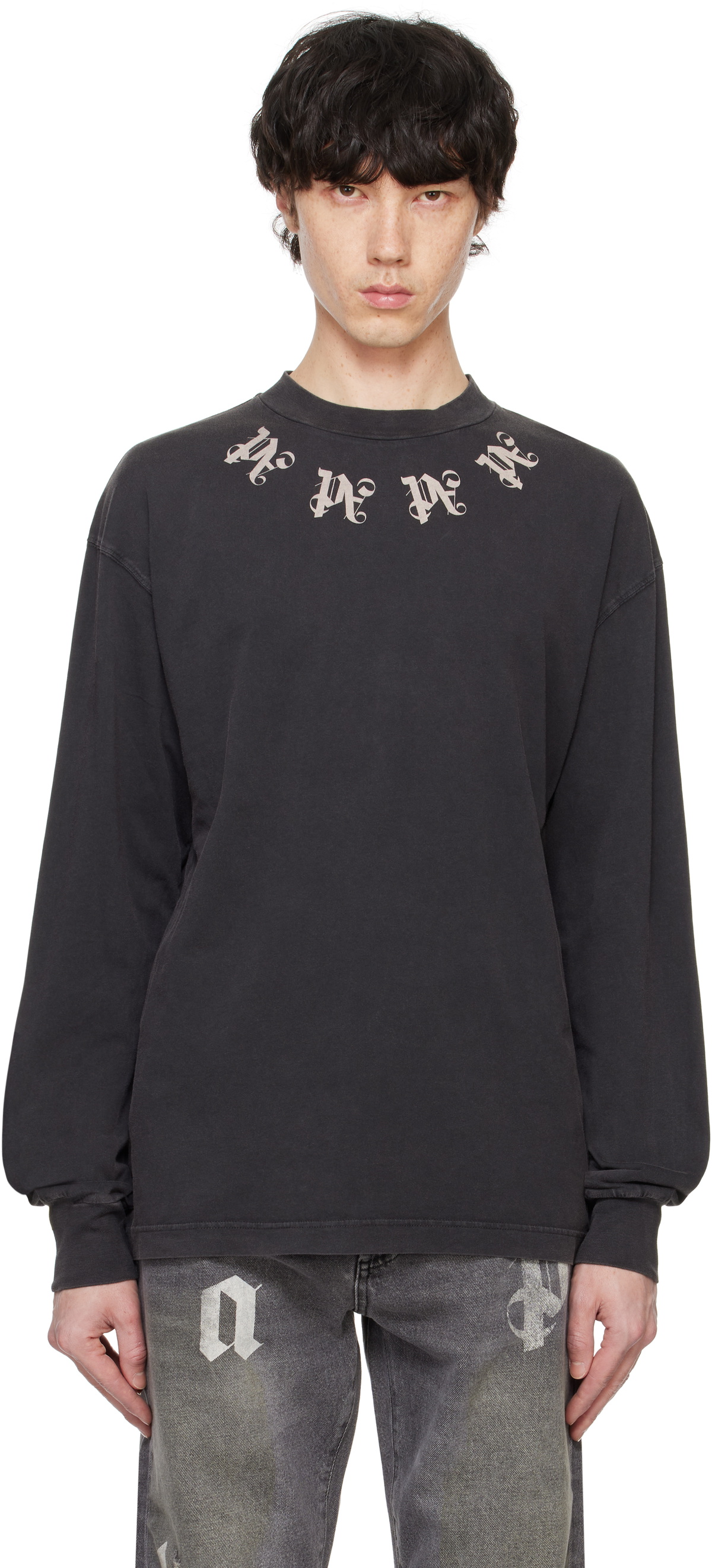 Palm Angels Black Statement Monogram T-shirt Palm Angels