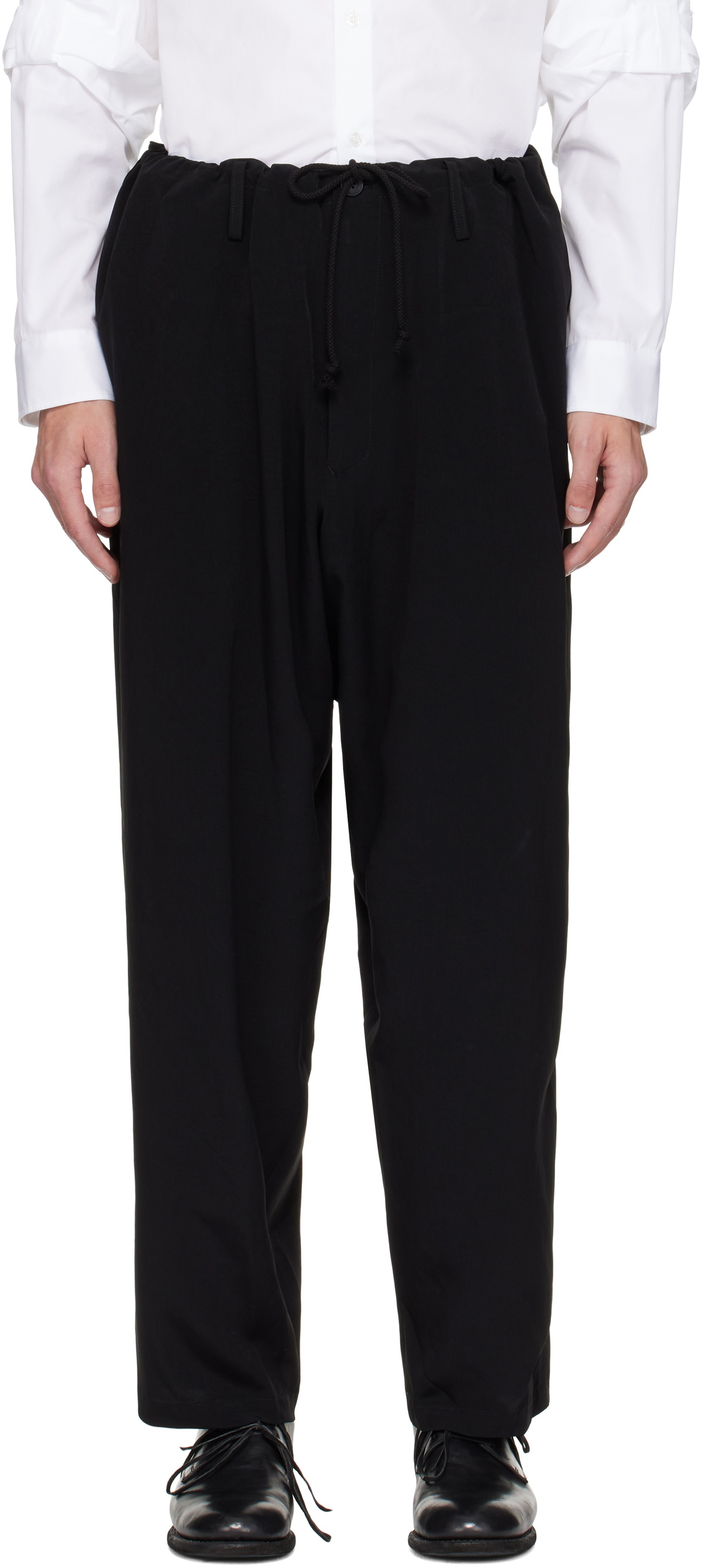 YOHJI YAMAMOTO Black Tuxedo Standard String Trousers Yohji Yamamoto