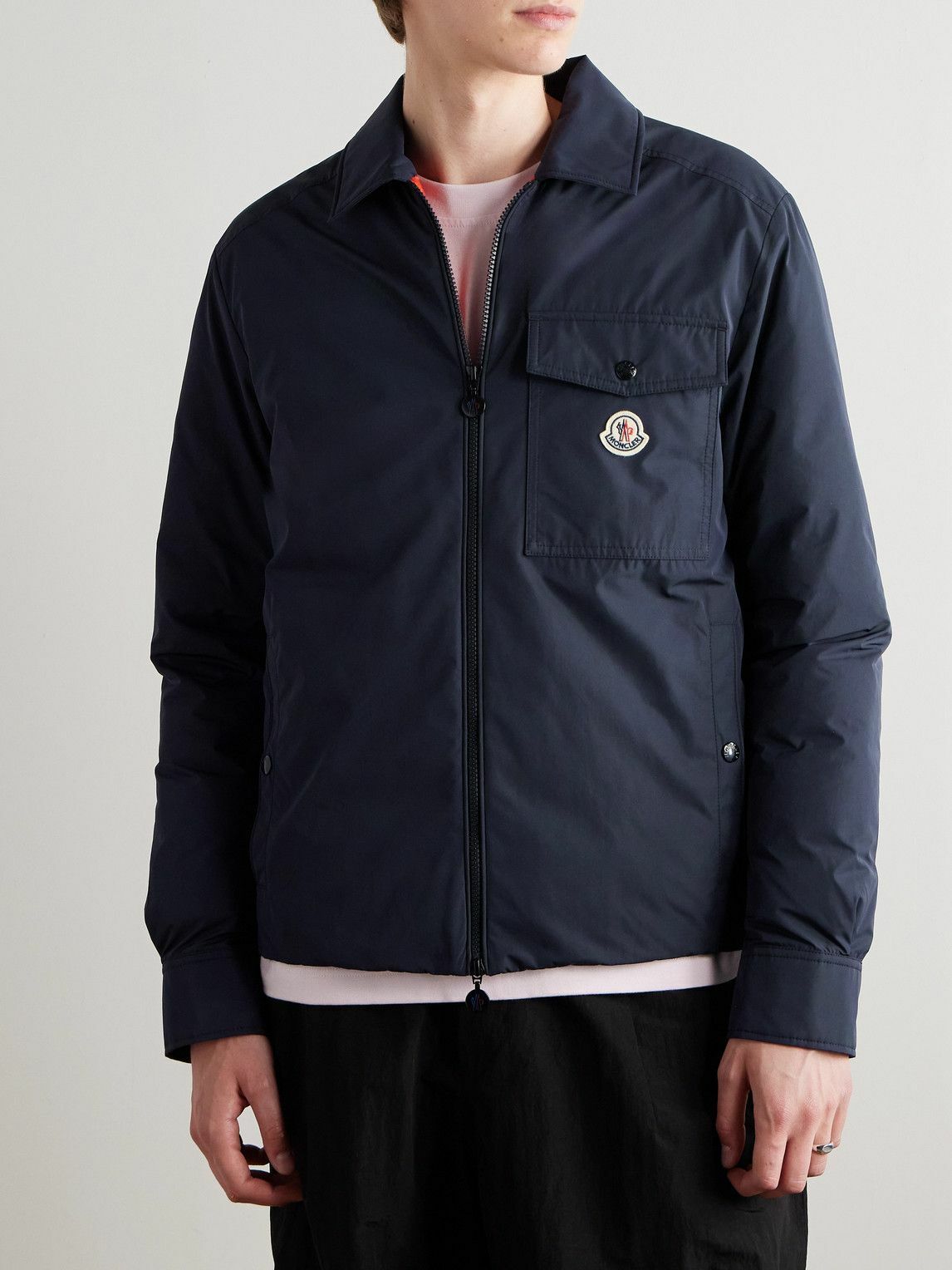 Moncler - Vigeon Logo-Appliquéd Shell Down Shirt Jacket - Blue Moncler