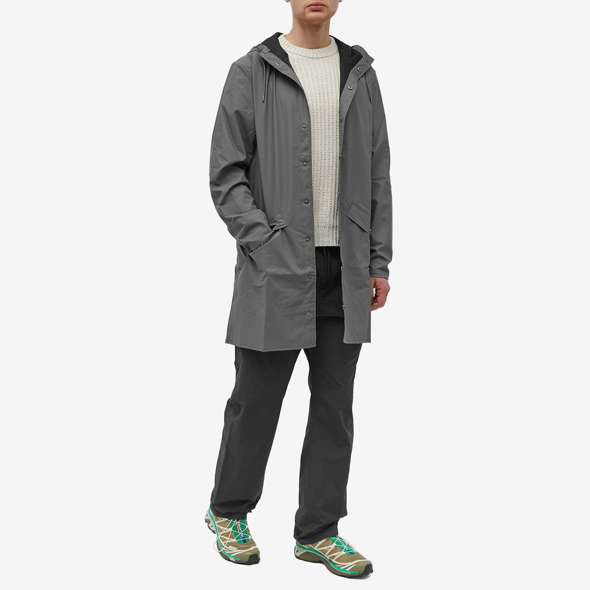 Rains Men's Long Jacket in Grey Rains