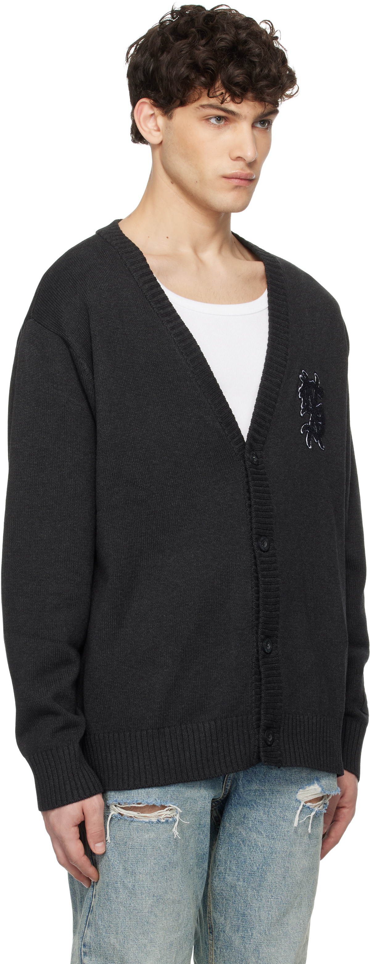 Ksubi Black Dug Out Cardigan Ksubi