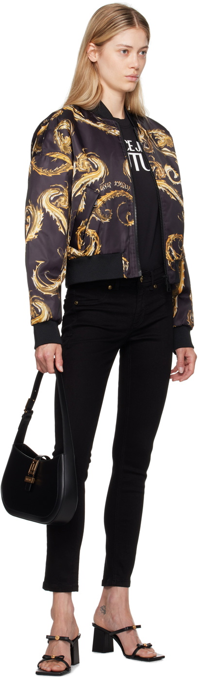 Versace Jeans Couture Black & Gold Chromo Couture Bomber Jacket Versace