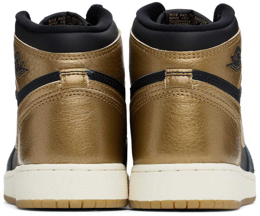 Nike Jordan Big Kids Black & Gold Air Jordan 1 High OG Sneakers Nike ...